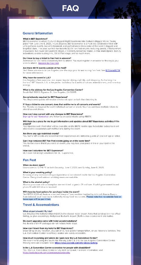 FAQ Page BETX 2025 BET Experience