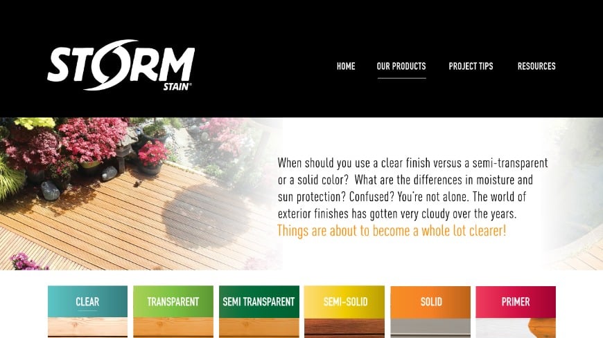 Our Products Storm Stains + Sealers, storm system, wood stain, deck ...