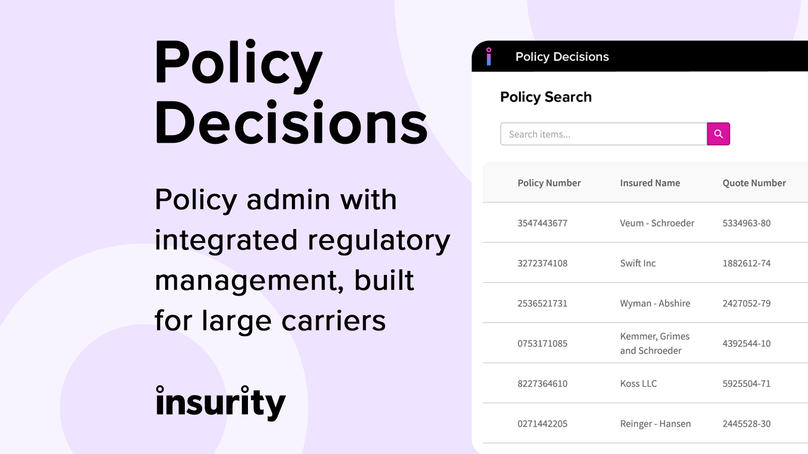 Insurity Policy Decisions Insurity Policy Decisions