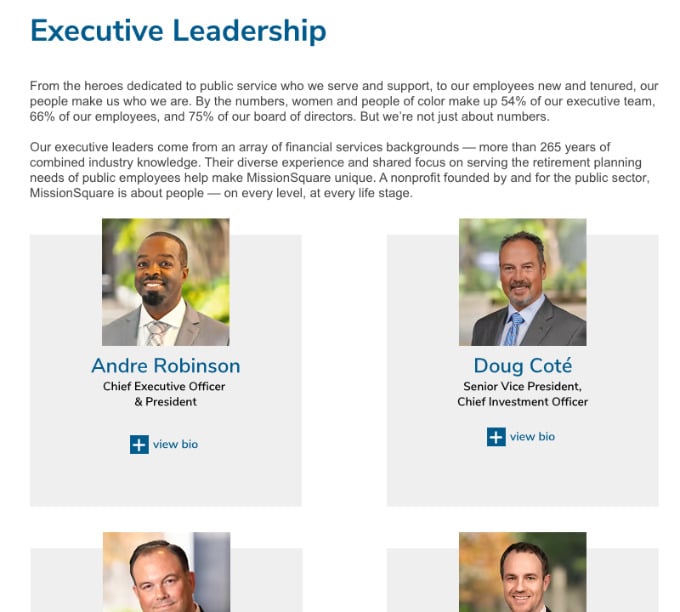 MissionSquare Retirement Executive Leadership Profiles Copy