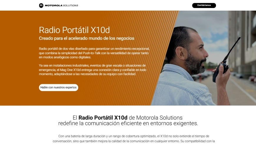 X10d product landing page ES x10d, radio portatil de dos vias, Radio ...