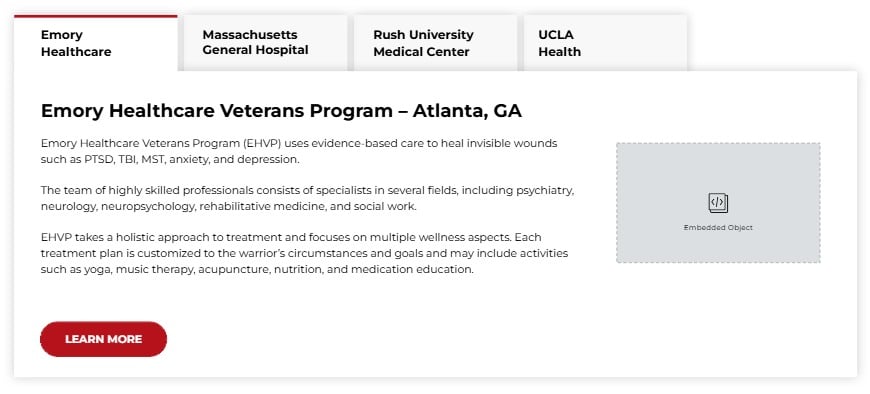 Warrior Care Network_Academic Medical Centers